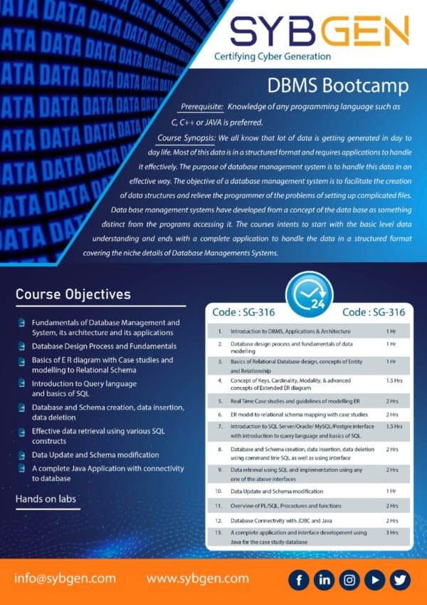 DBMS Bootcamp - SYBGEN